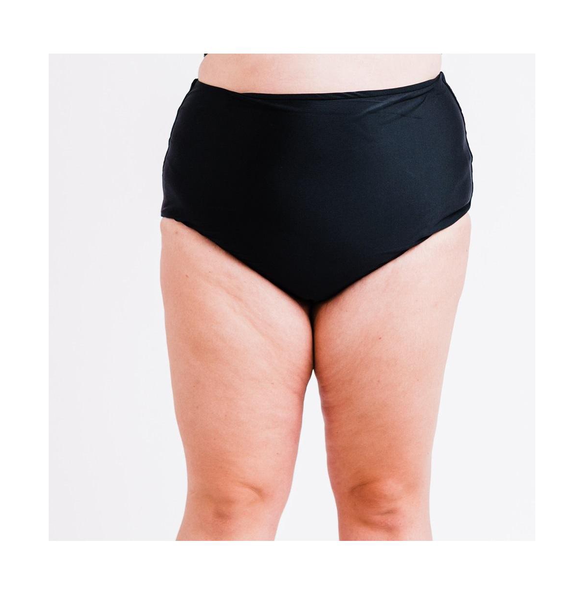 Click here for Calypsa Plus Size High-Waisted Bikini Bottom - Bla... prices