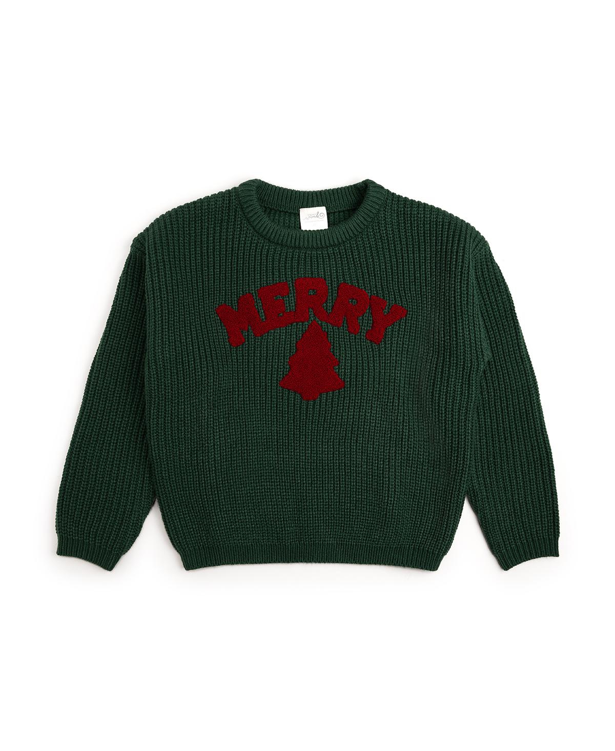 Sweet Wink Little and Big Boys Merry Patch Christmas Knit Sweater - Forest green