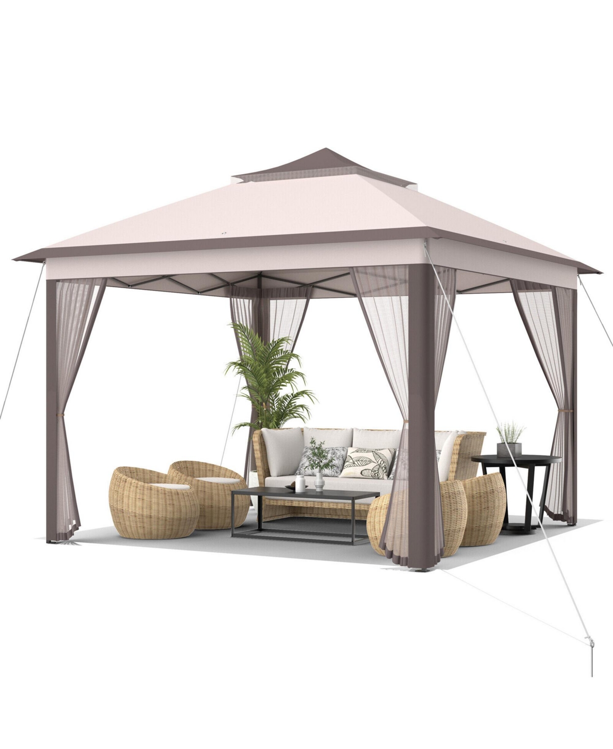 Click here for Gymax 11 x 11 ft Pop up Gazebo 2-Tier Patio Canopy... prices