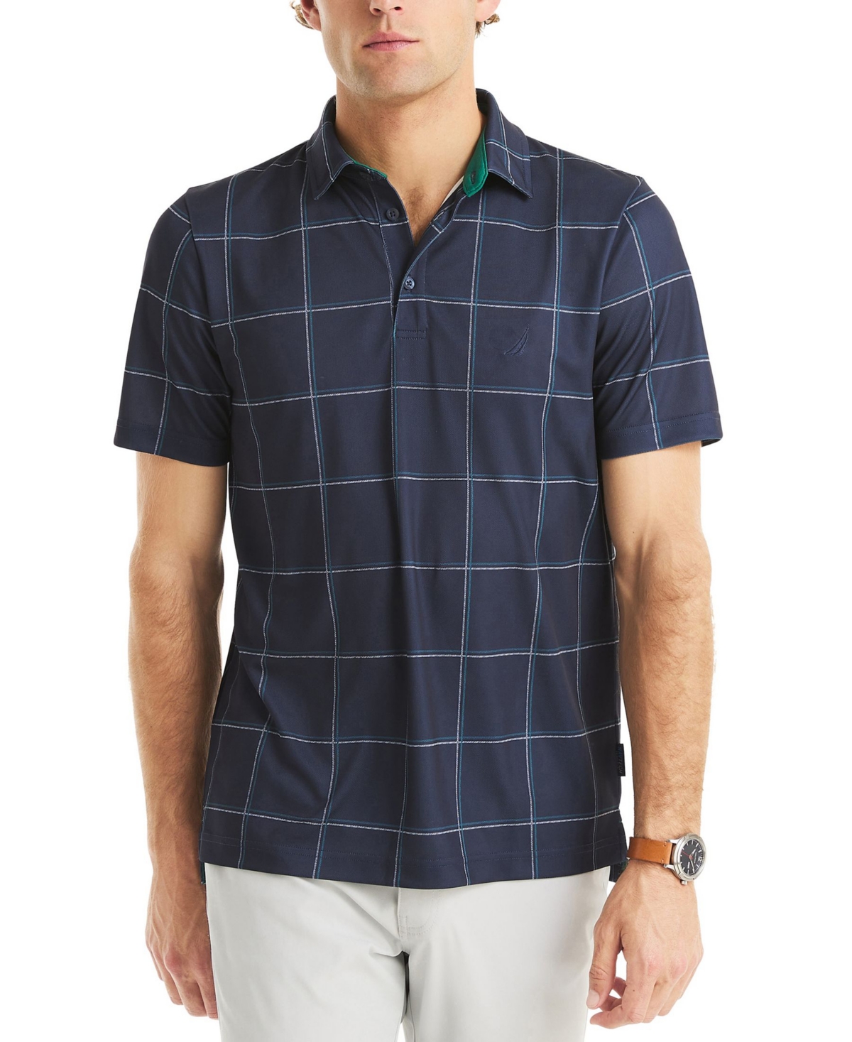 Click here for Nautica Mens Short Sleeve Windowpane Golf Polo Shi... prices