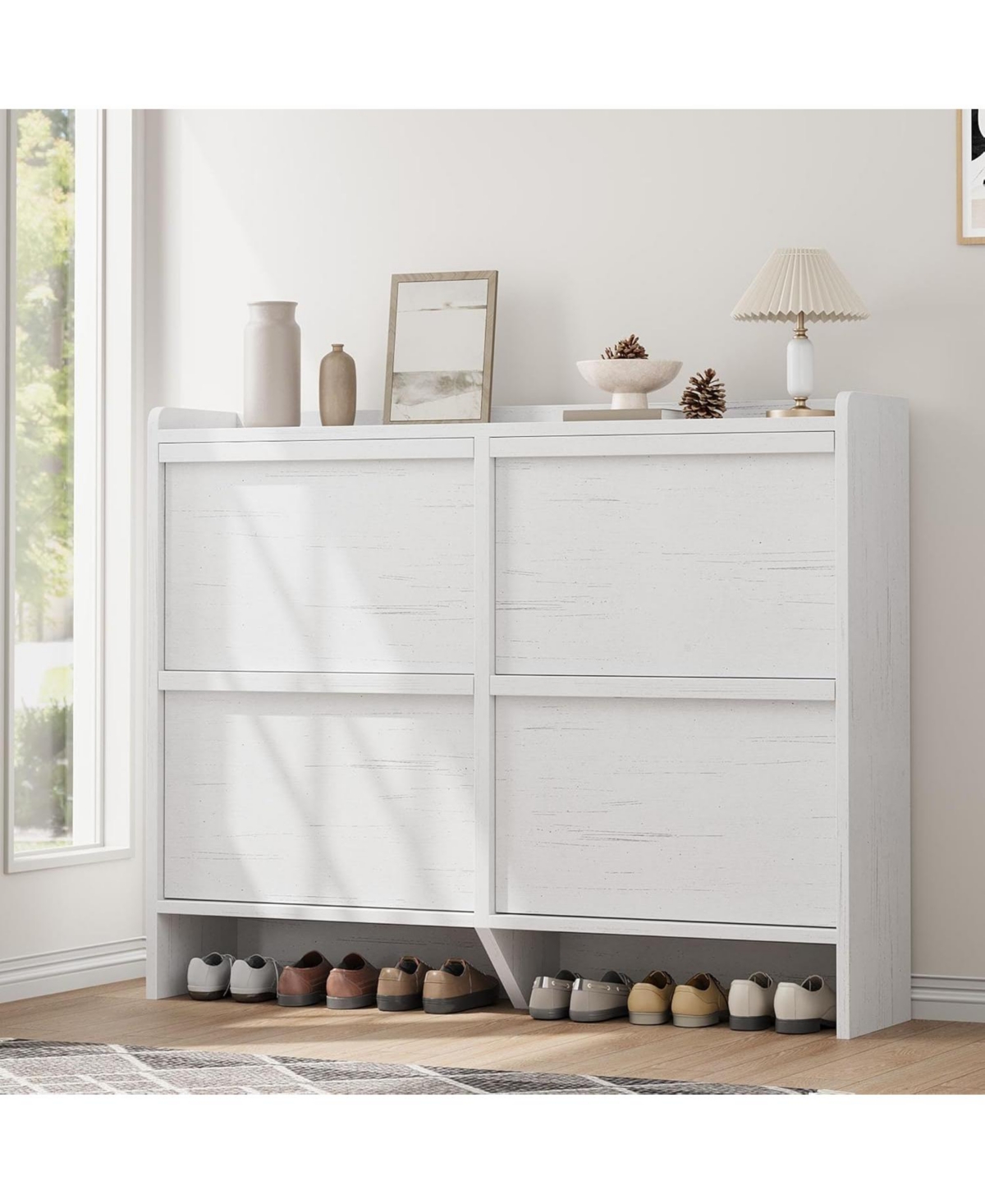 Click here for Shoe Cabinet with 4 Flip Drawers  Wooden Shoe Orga... prices