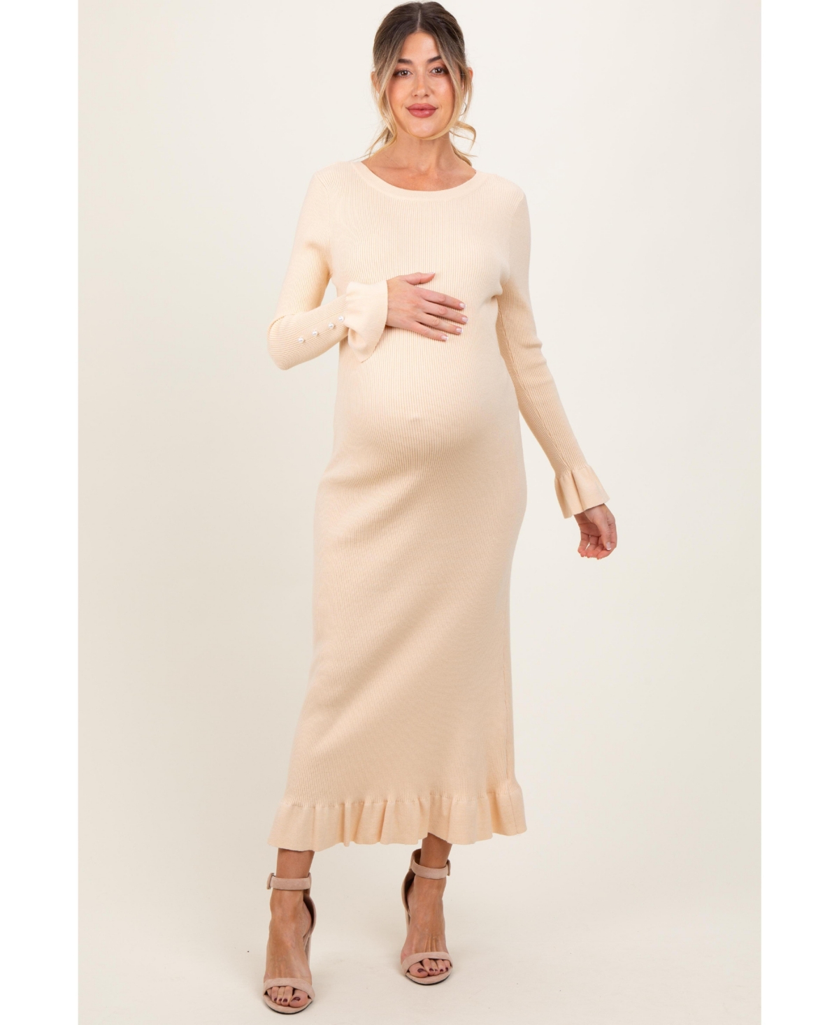 Click here for Pinkblush Black Ribbed Knit Bow Back Maternity Max... prices