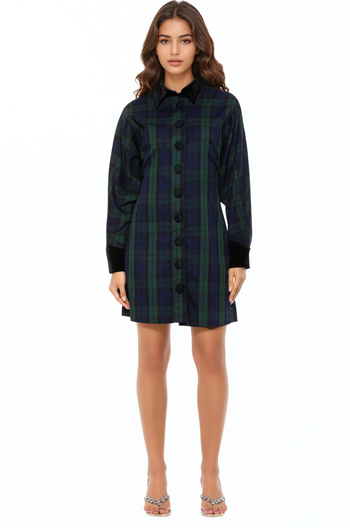 Click here for Alexia Admor Womens Velvette Plaid Dress - Green p... prices