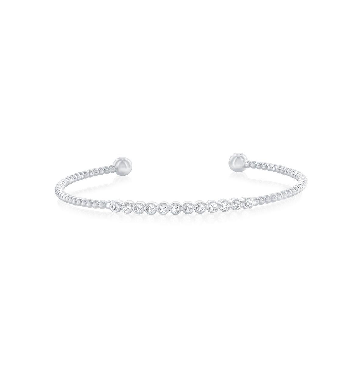 Click here for Sterling Silver  Round Bezel-Set Cz Beaded Bangle... prices