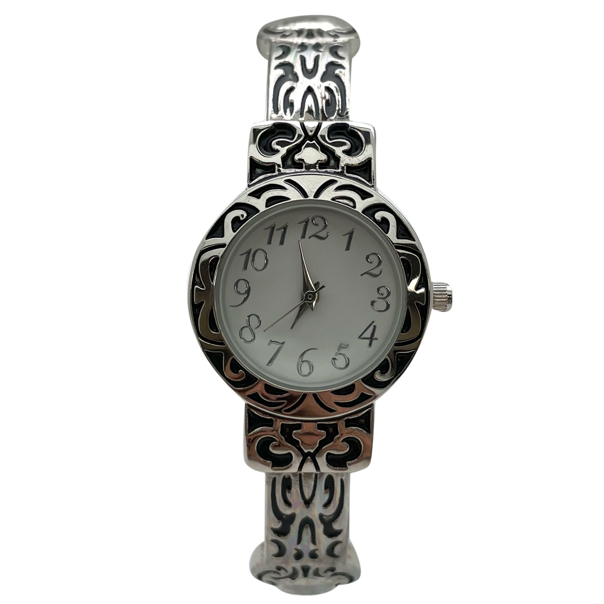 Olivia Pratt Elegant Metallic and Detailed Round Face Bangle Women Watch  Silver - Silver