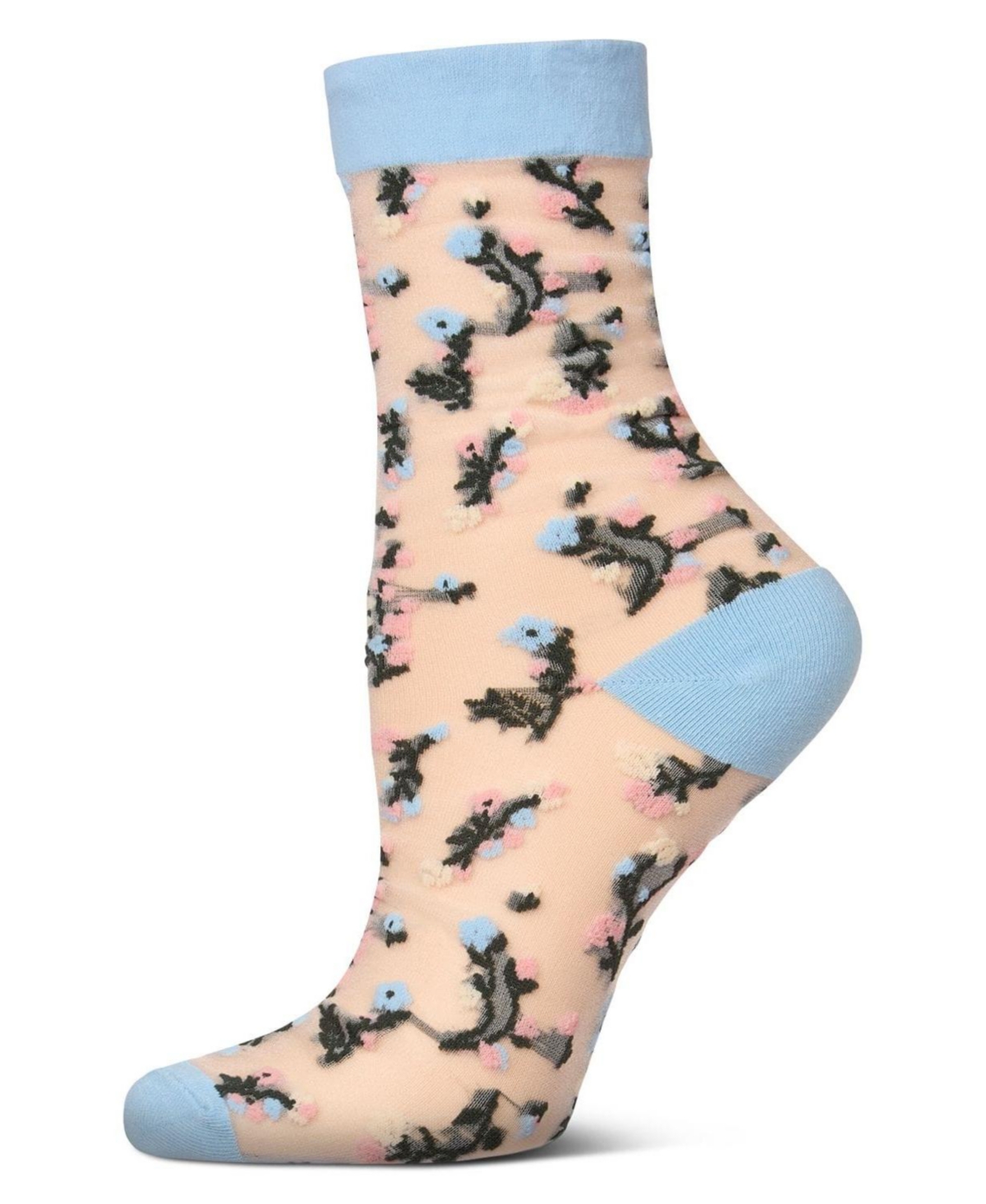 Click here for MeMoi Womens Flowing Floral Sheer Crew Socks - Dus... prices
