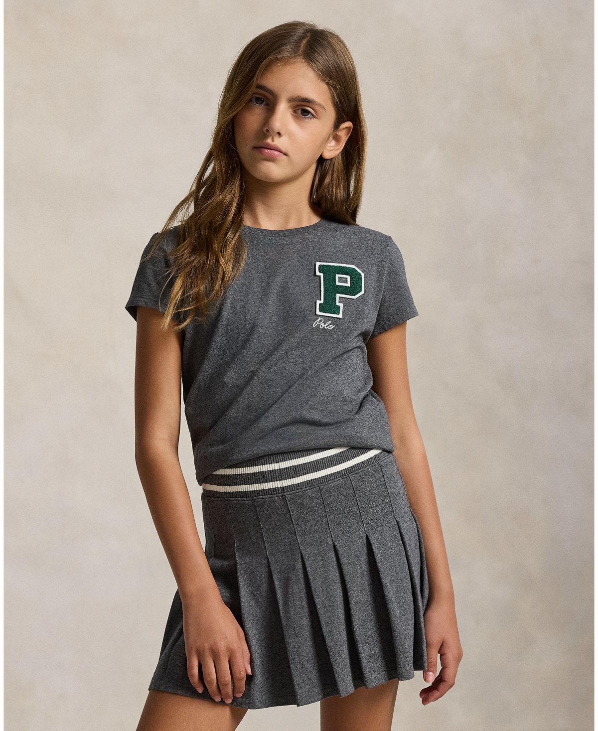 Click here for Polo Ralph Lauren Girls 7-16 Letterman Short Sleev... prices