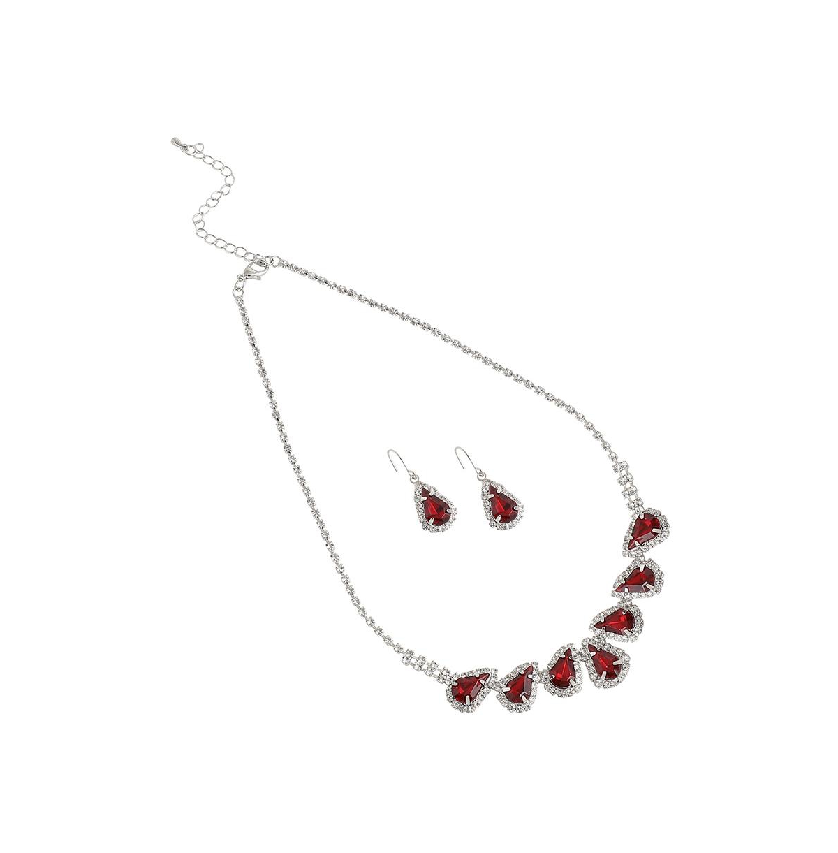 Click here for Sohi Womens Red Embellished Teardrop Necklace And... prices