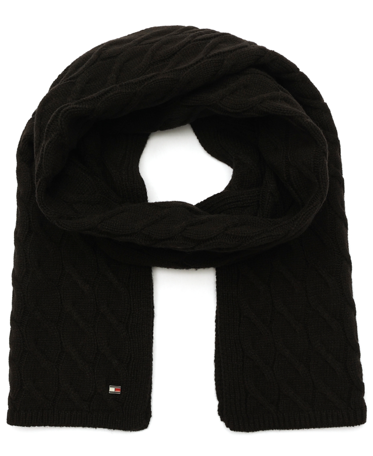 Click here for Tommy Hilfiger Mens Wide Cable Scarf - Black prices