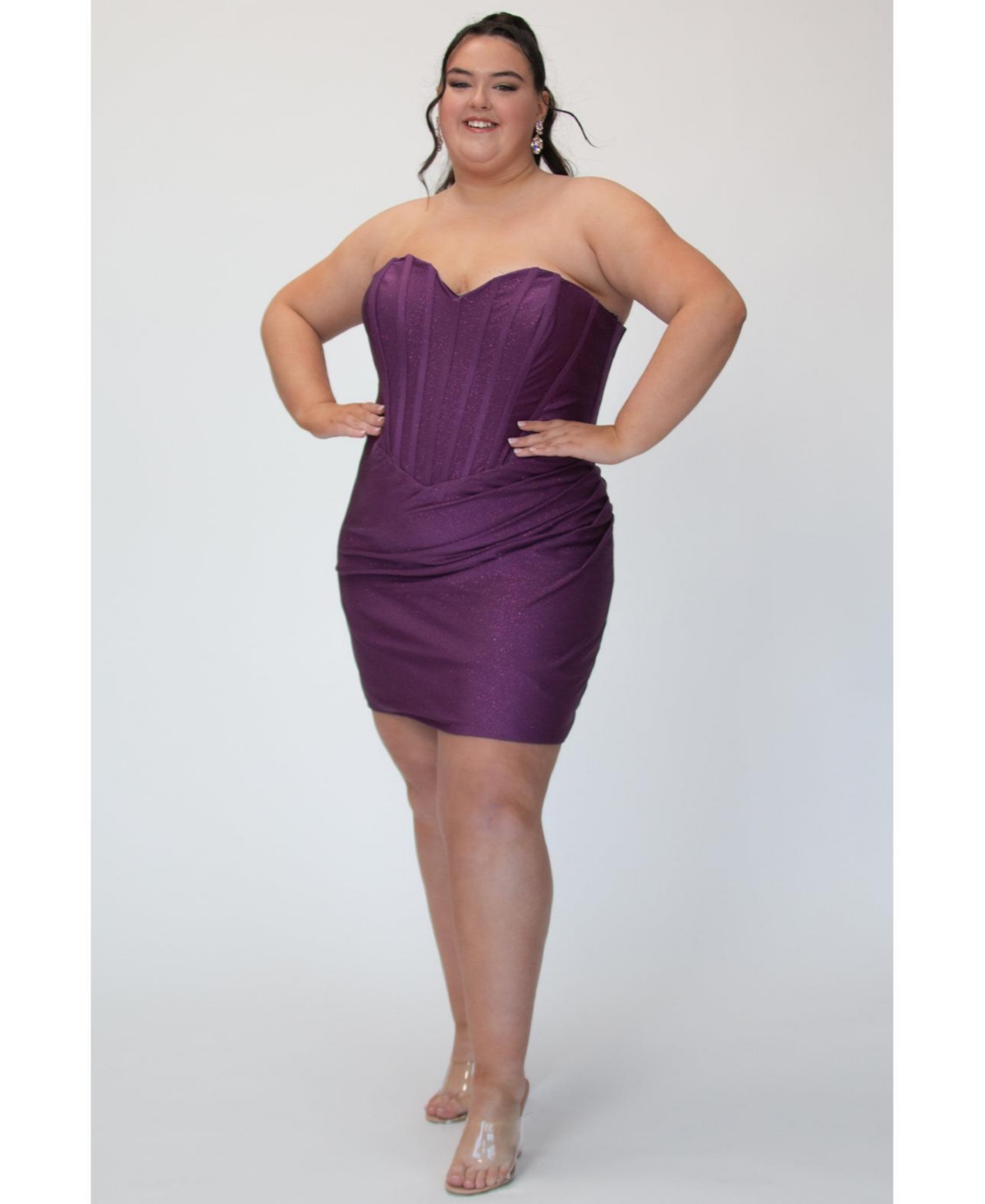 Click here for Sydneys Closet Womens Purple Strapless Corset Mini... prices