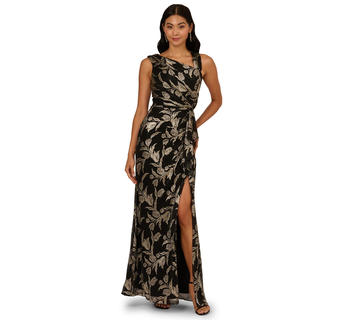Click here for Adrianna Papell Womens Crinkle Sleeveless Gown - B... prices
