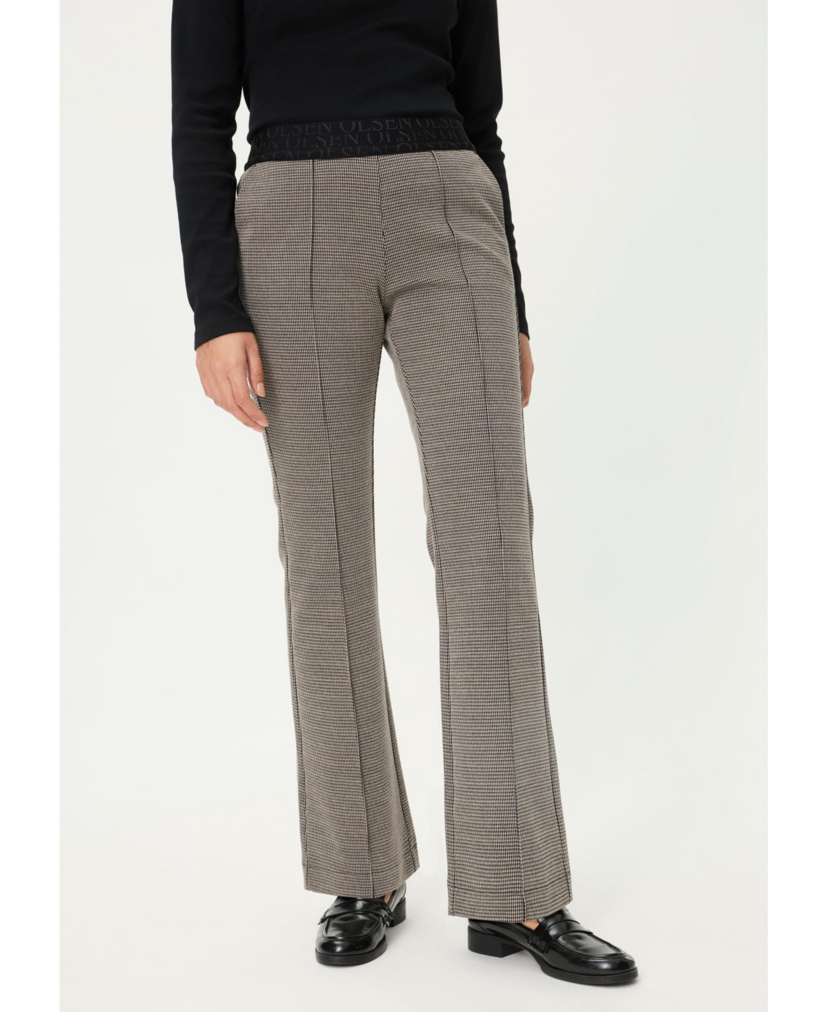Click here for Olsen Womens Mona Fit Bootcut Pull-On Check Pant -... prices