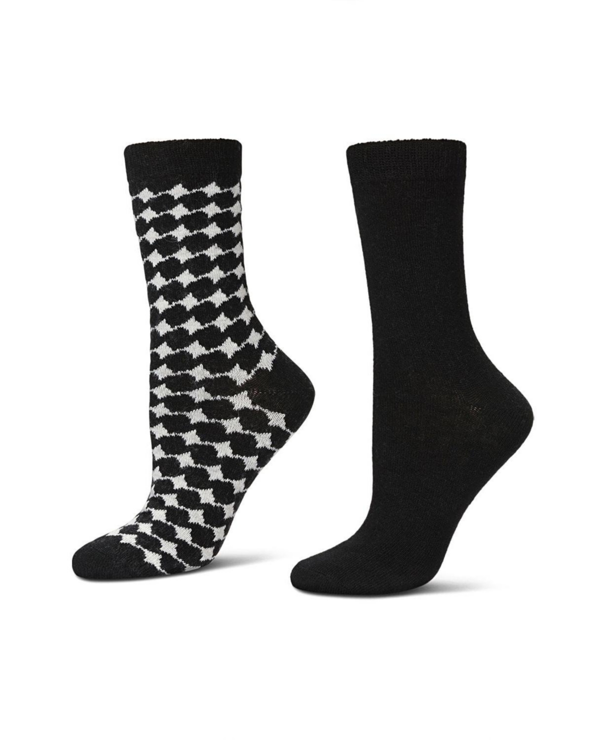 Click here for MeMoi Womens 2 Pack Wool Waves Crew Socks - Black prices