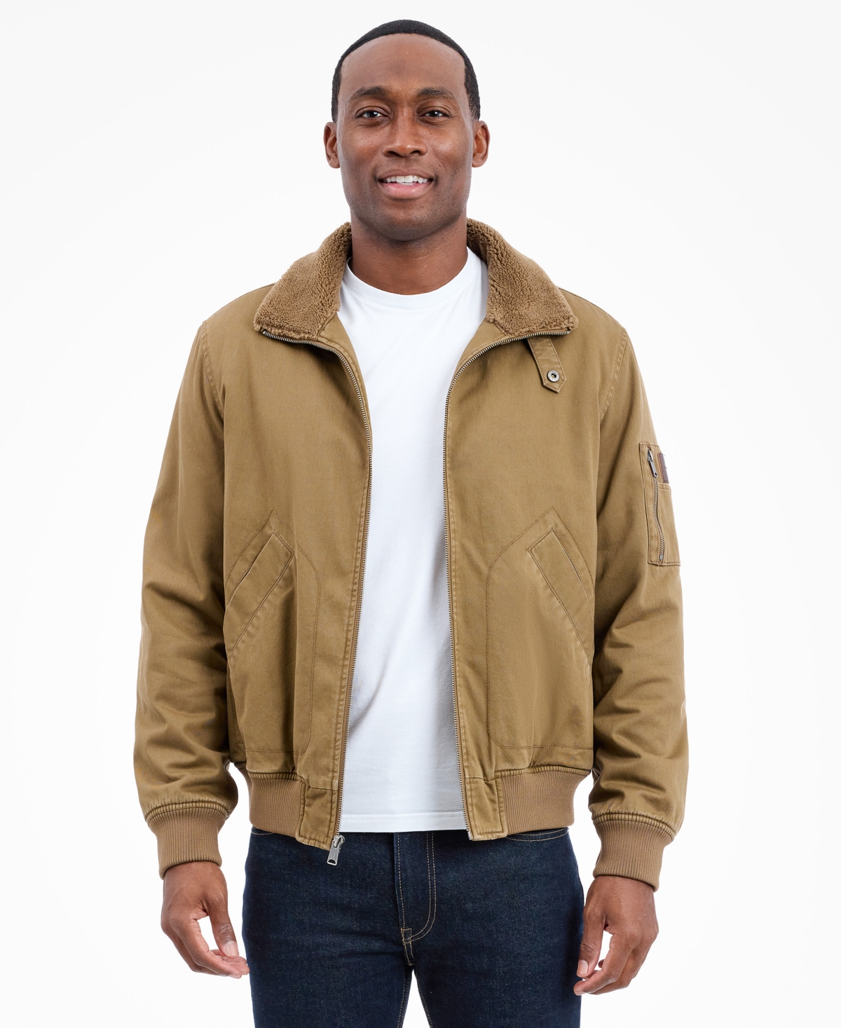 Click here for Lucky Brand Mens Long Sleeves Flight Jacket - Khak... prices