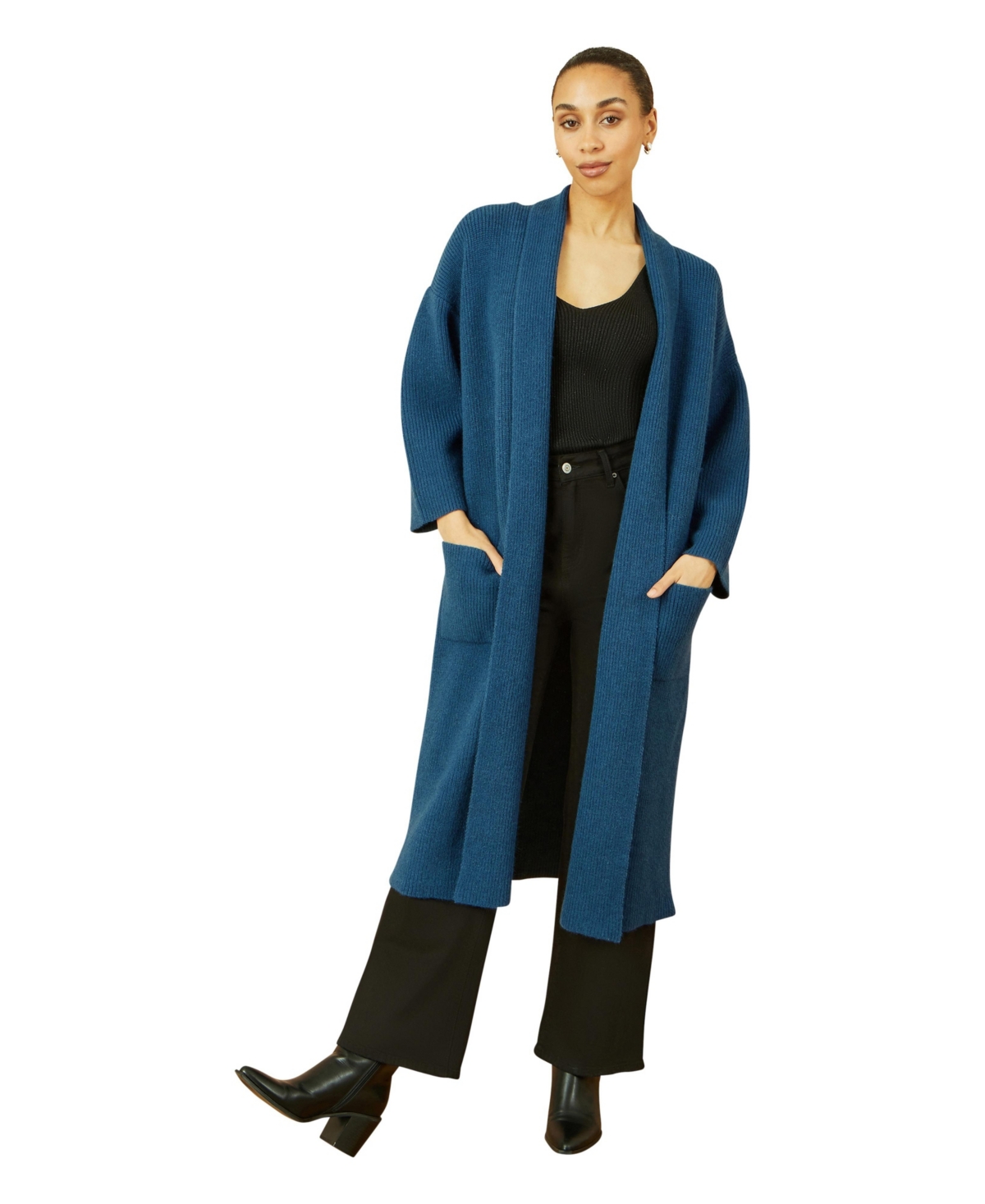 Click here for Yumi Womens Knitted Maxi Cardigan With Pockets - T... prices