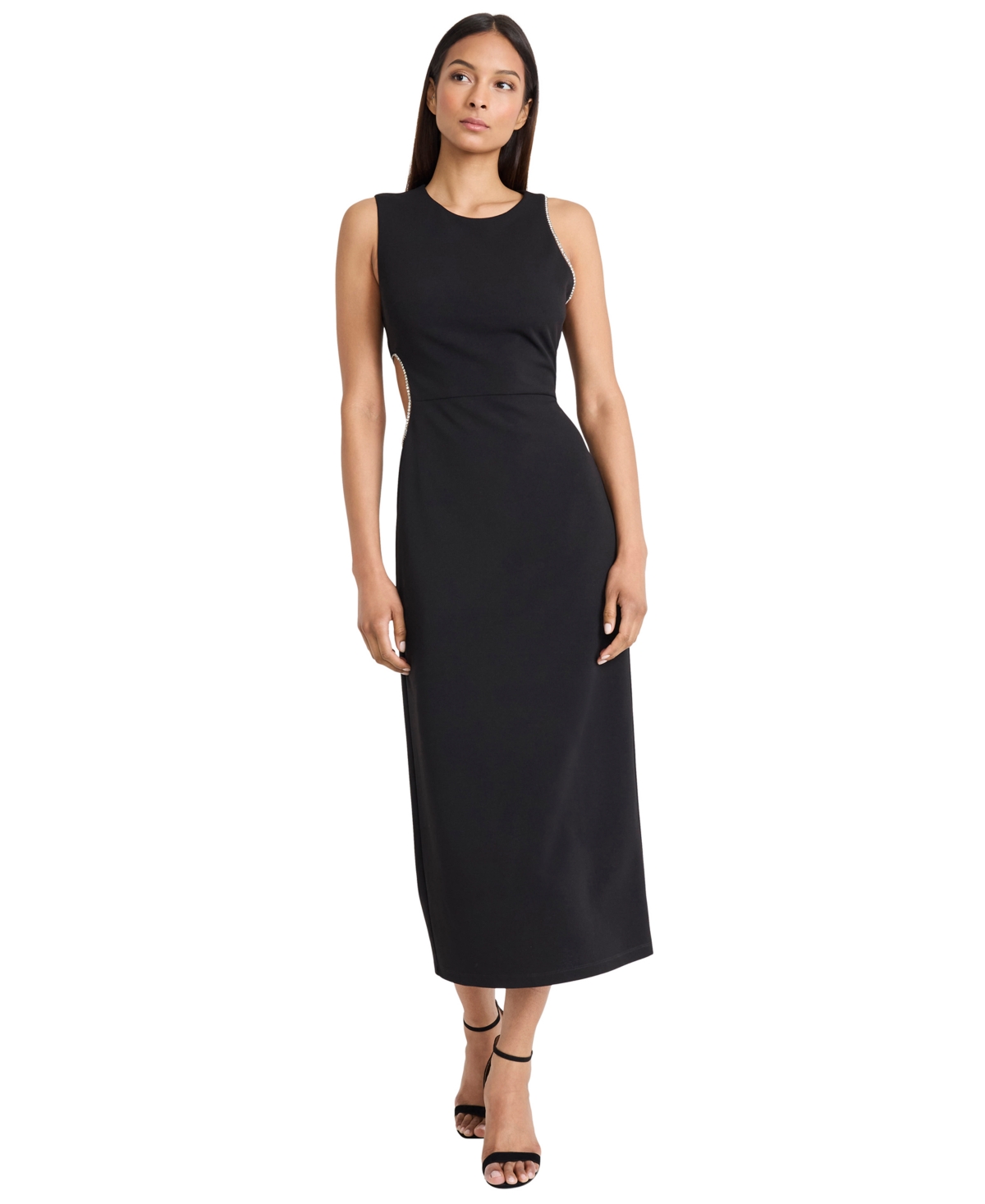 Click here for Donna Morgan Womens Jewel Detail Trim Dress - Blac... prices