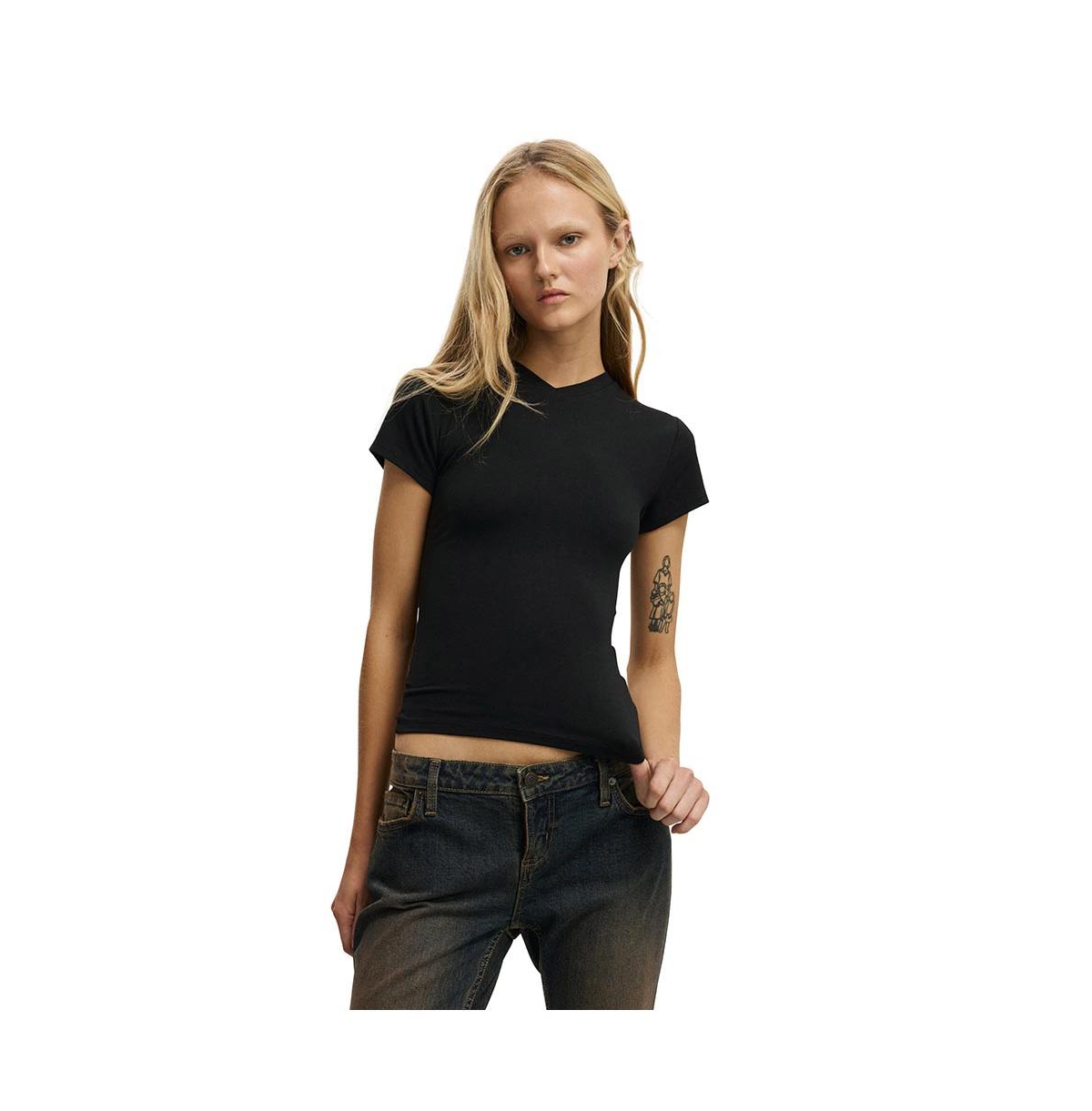 Click here for Cotton On Womens All Day V Neck Tee - Black prices