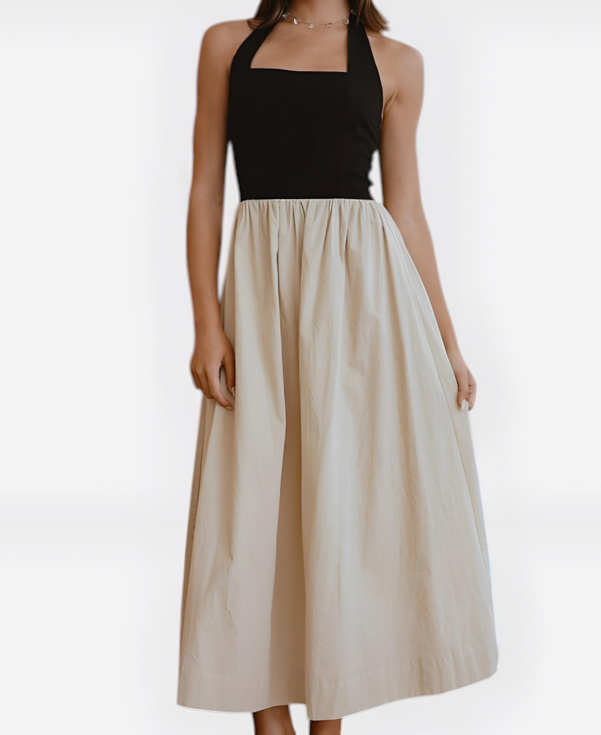 Click here for Modenaire Womens Two-Tone Halter Maxi Dress - Blac... prices