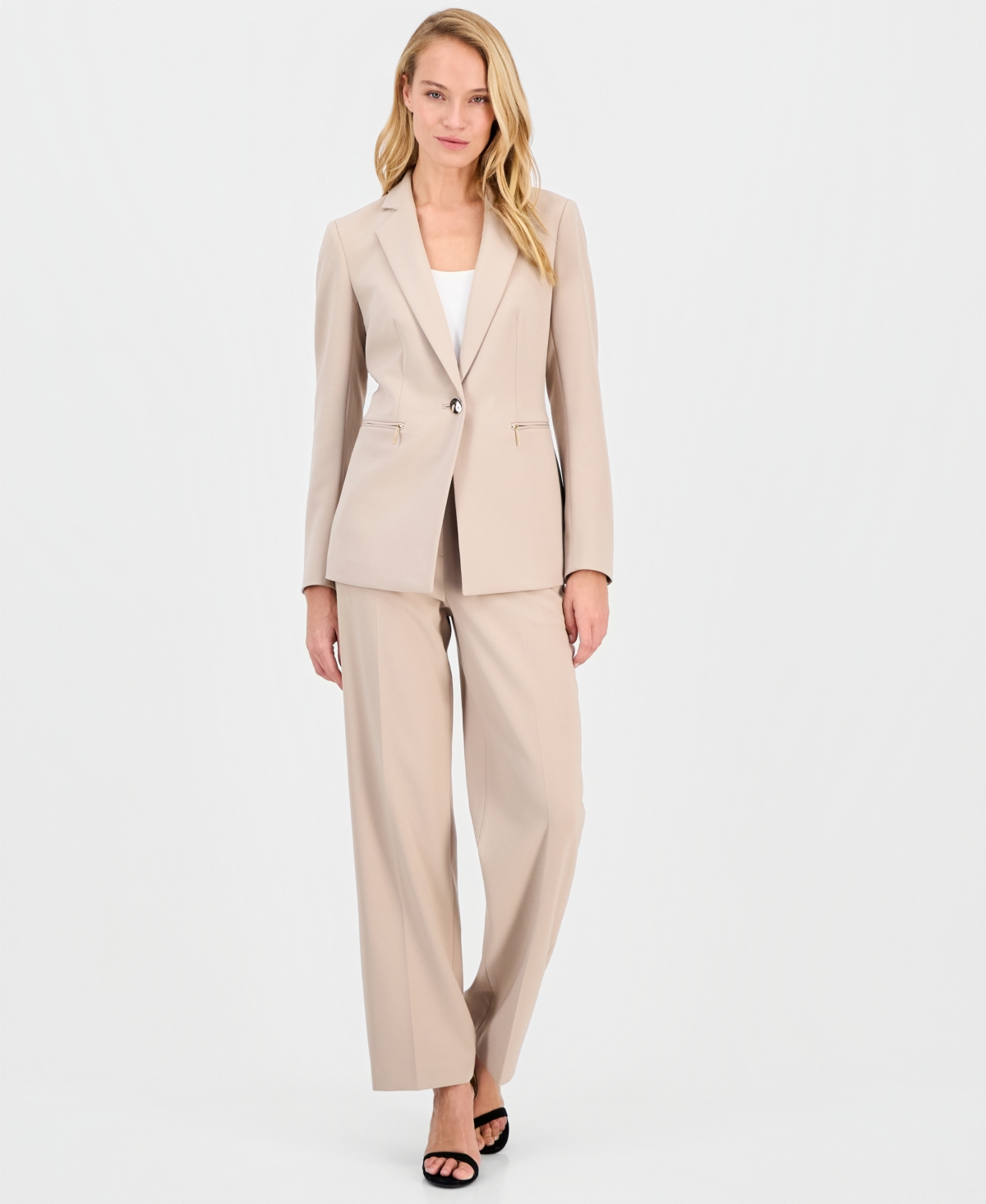 Click here for Anne Klein Womens High-Rise Wide-Leg Pants - Latte prices