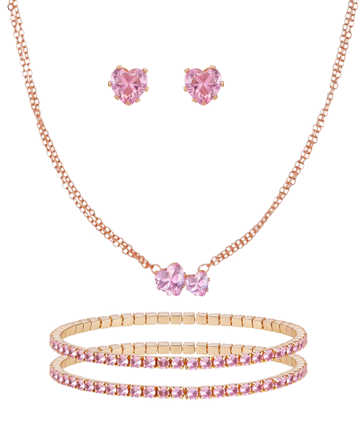 Click here for Guess 3-Pc. Cubic Zirconia Gold-Tone Heart Necklac... prices