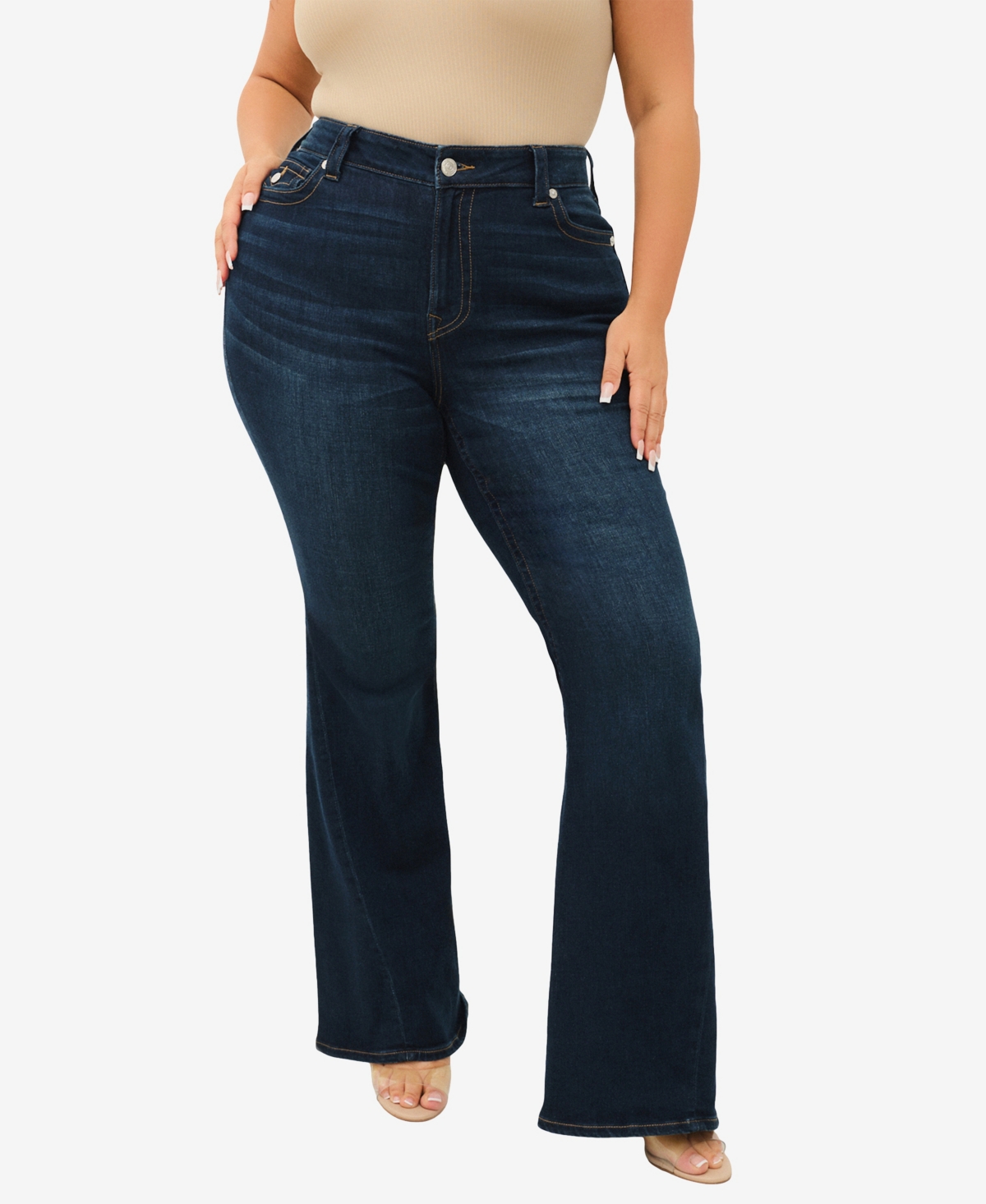 Click here for True Religion Plus Size Joey Flare Mid Rise Flap J... prices