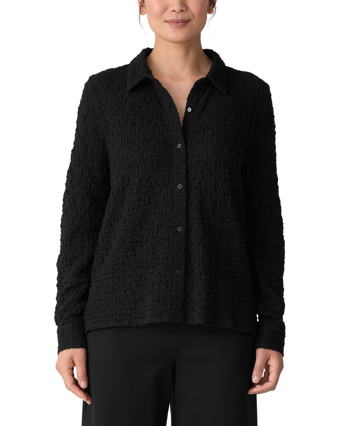 Click here for Eileen Fisher Womens Classic Collar Shirt - Black prices