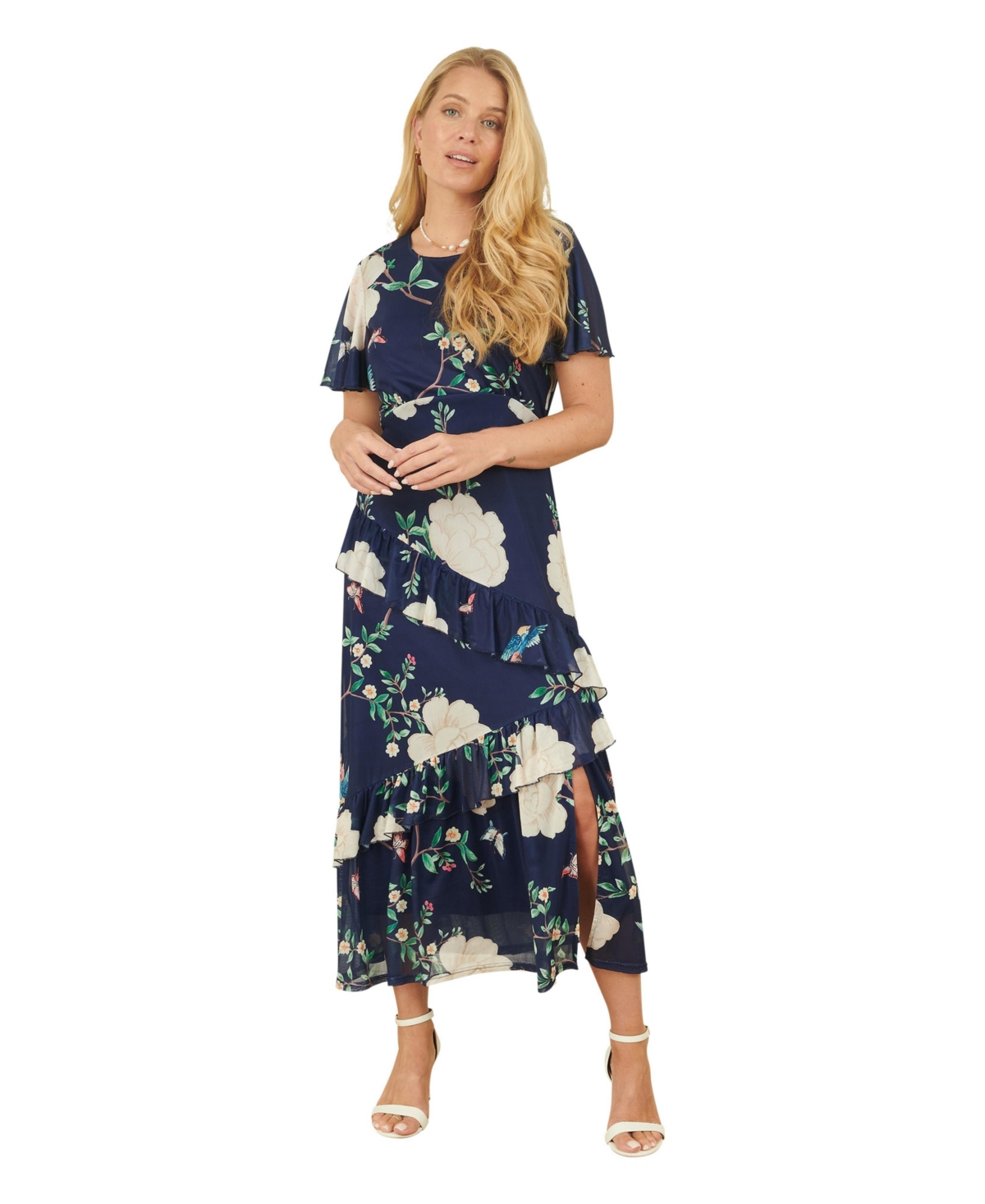 Click here for Yumi Womens Mesh Bird And Floral Print Midi Dress... prices