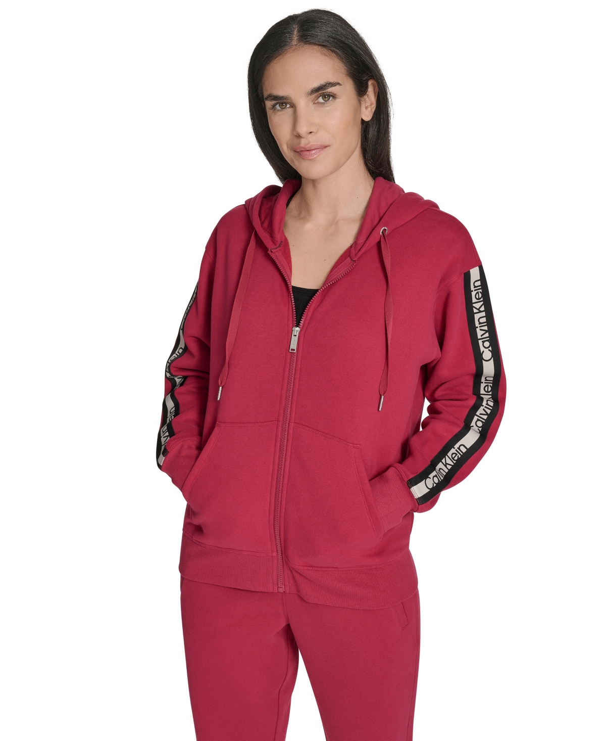 Click here for Calvin Klein Womens Fleece Logo Tape Hoodie Jacket... prices