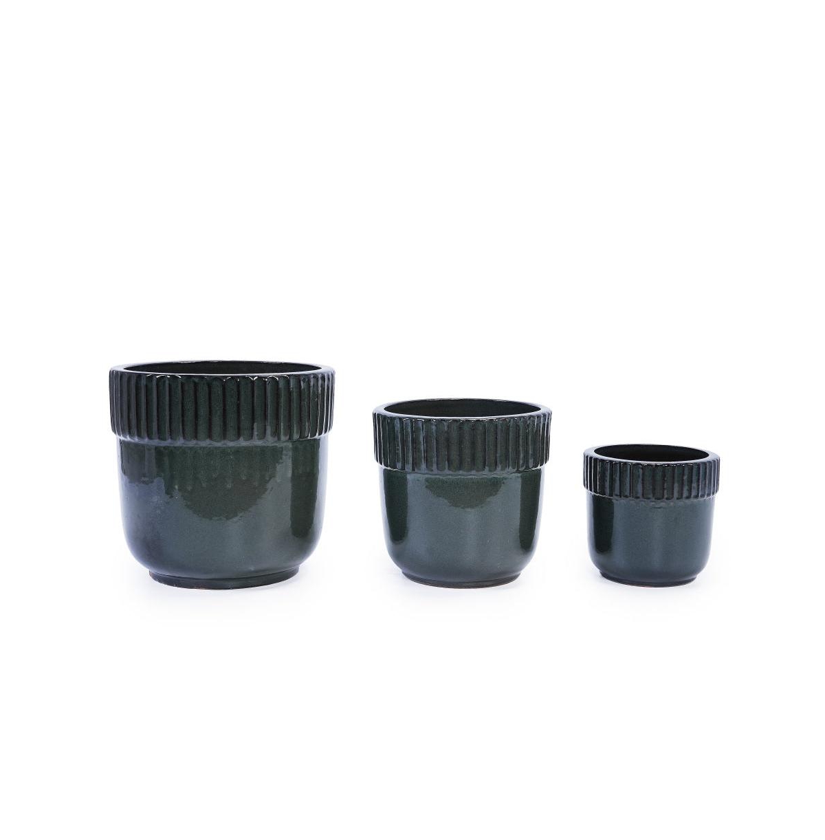Click here for Chic Crate 3-Piece Ceramic Flowerpot Set - Black prices