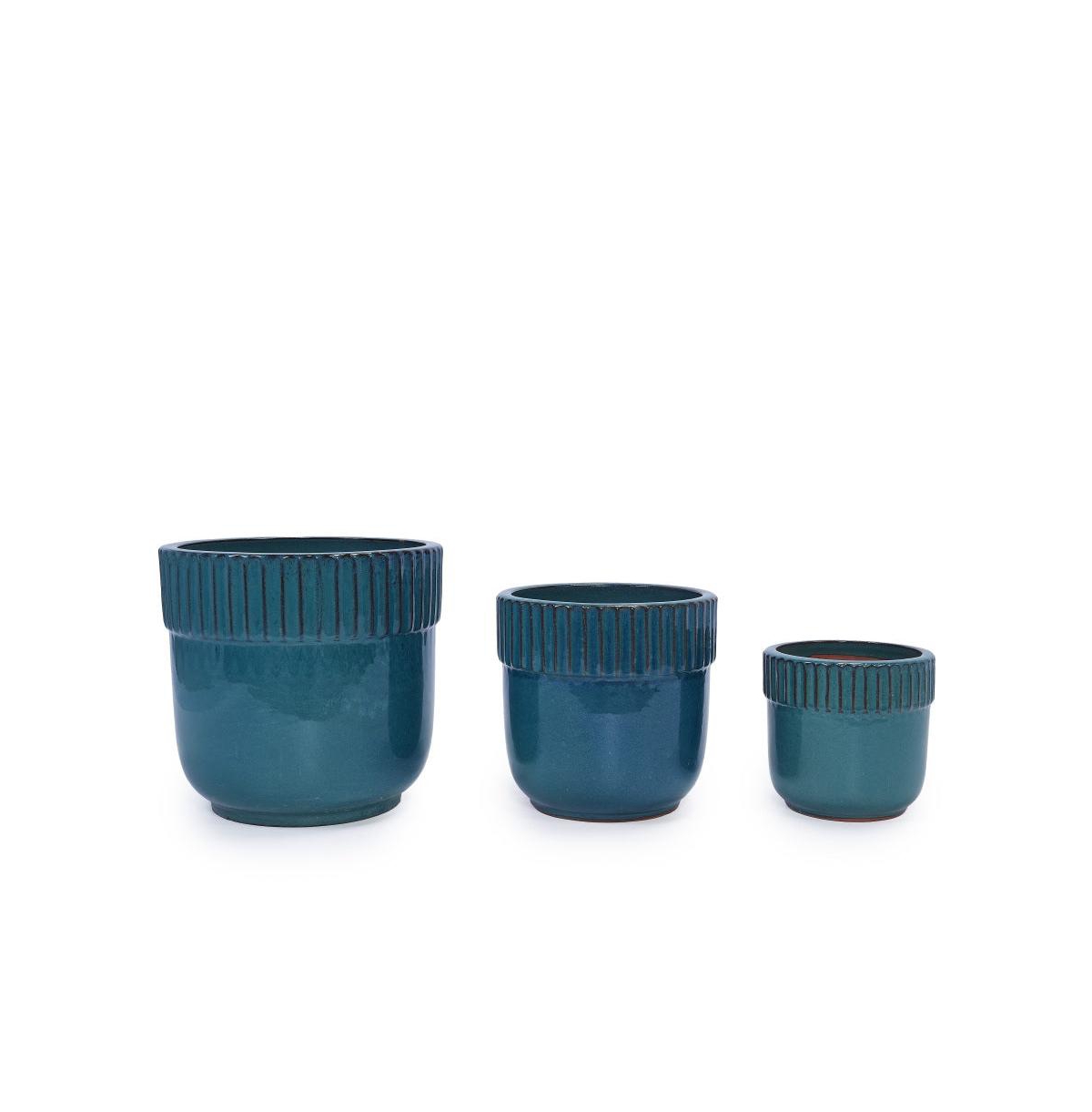 Click here for Chic Crate 3-Piece Ceramic Flowerpot Set - Blue prices