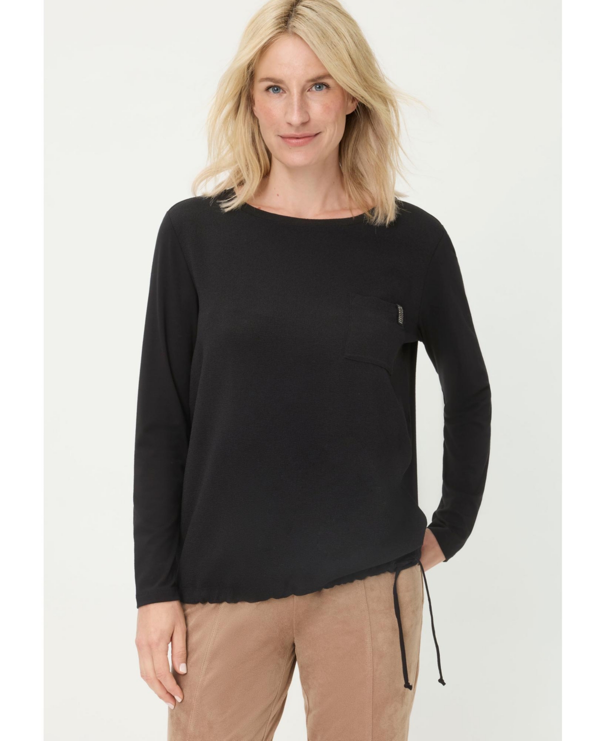 Click here for Olsen Womens Mixed Media T-Shirt - Black prices