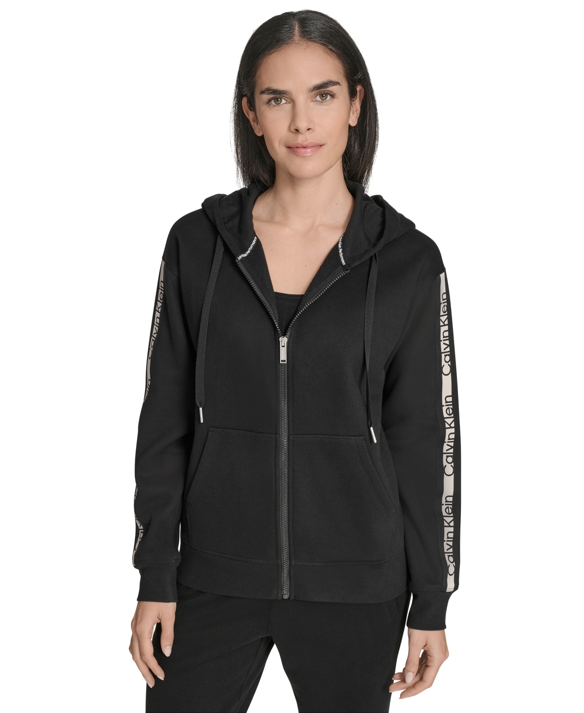 Click here for Calvin Klein Womens Fleece Logo Tape Hoodie Jacket... prices
