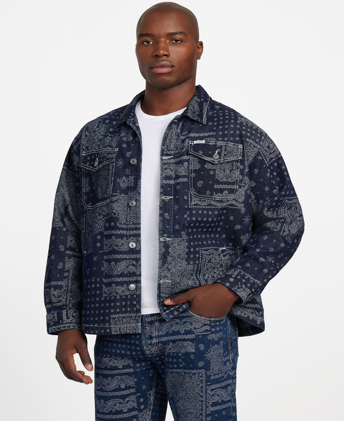 Click here for Guess Mens Billy Long Sleeve Front Button Jacket -... prices