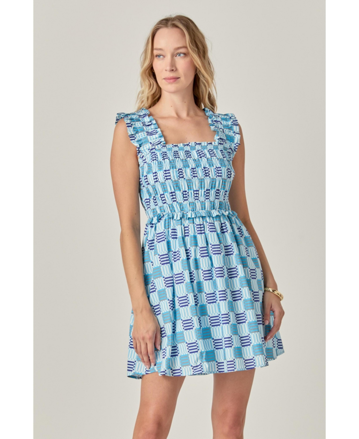 Click here for English Factory Womens Square print Ruffer mini dr... prices