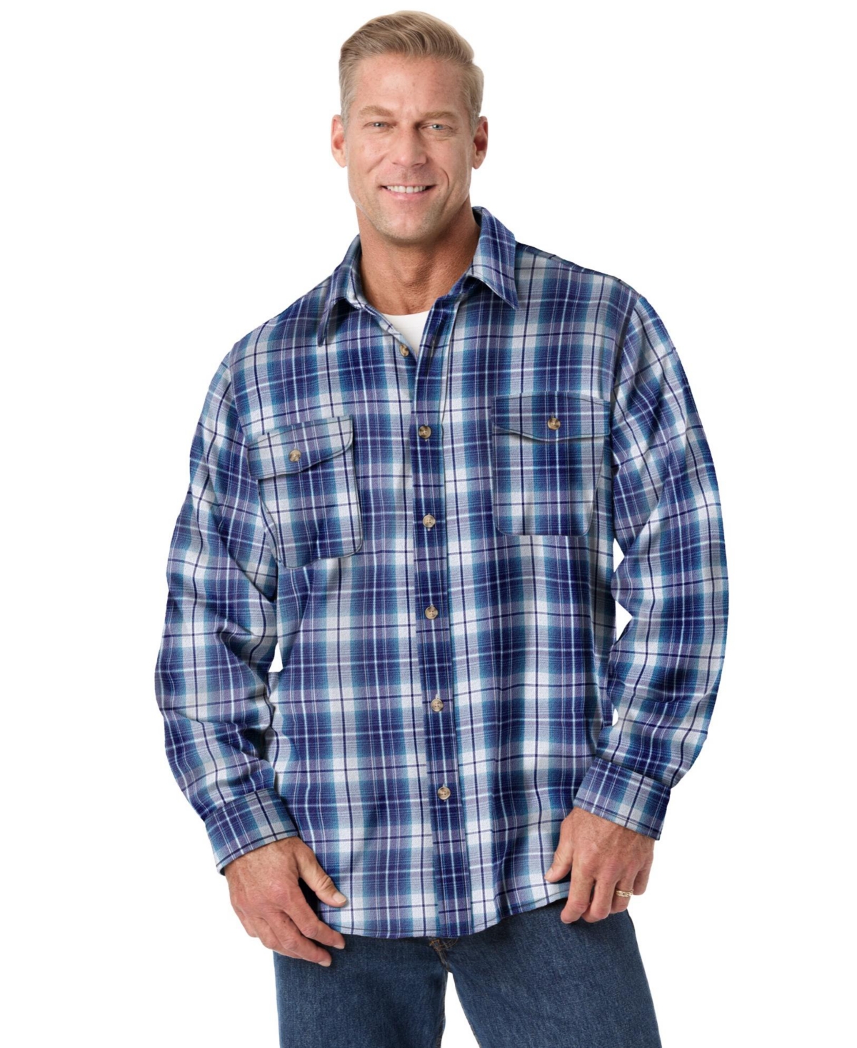 Click here for KingSize Mens Big & Tall The Brawny Flannel - Navy... prices
