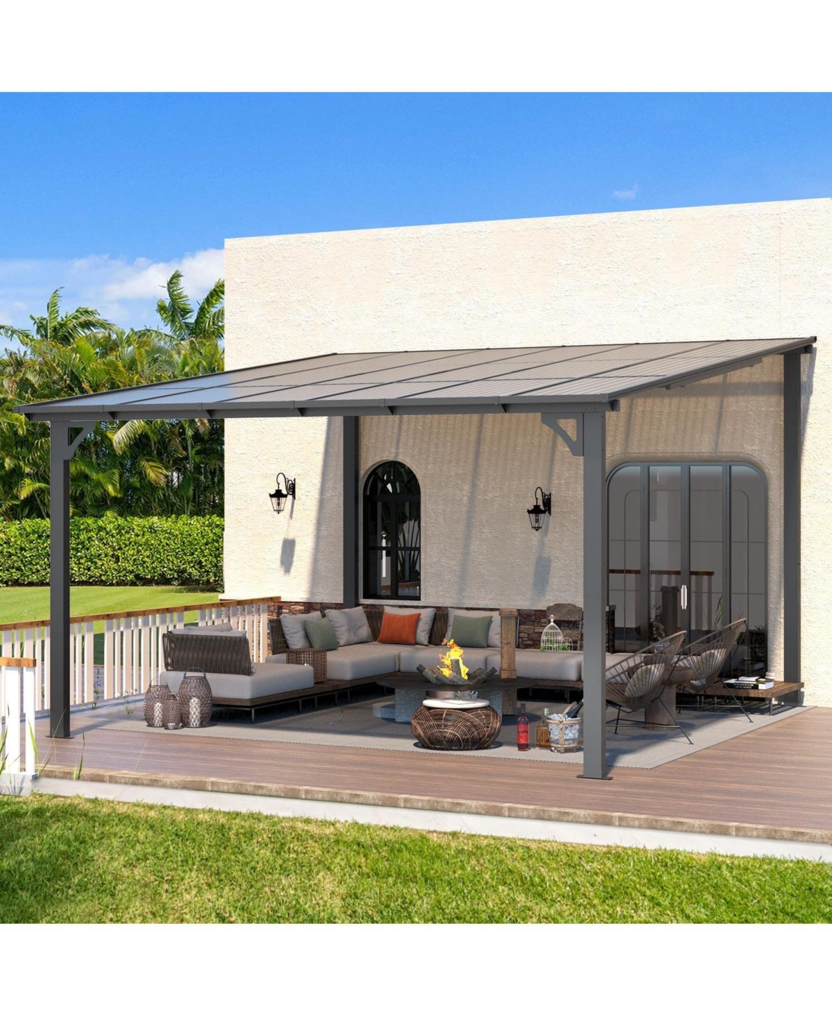 Click here for Aecojoy 12x12 Wall Mounted Gazebos Pergola - Black prices