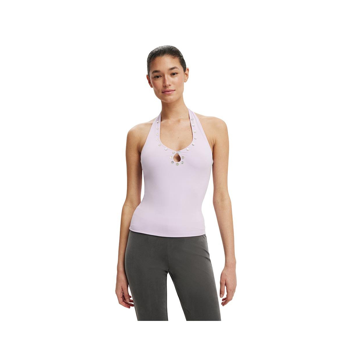 Click here for Cotton On Womens Bailey Button Halter - Light lila... prices
