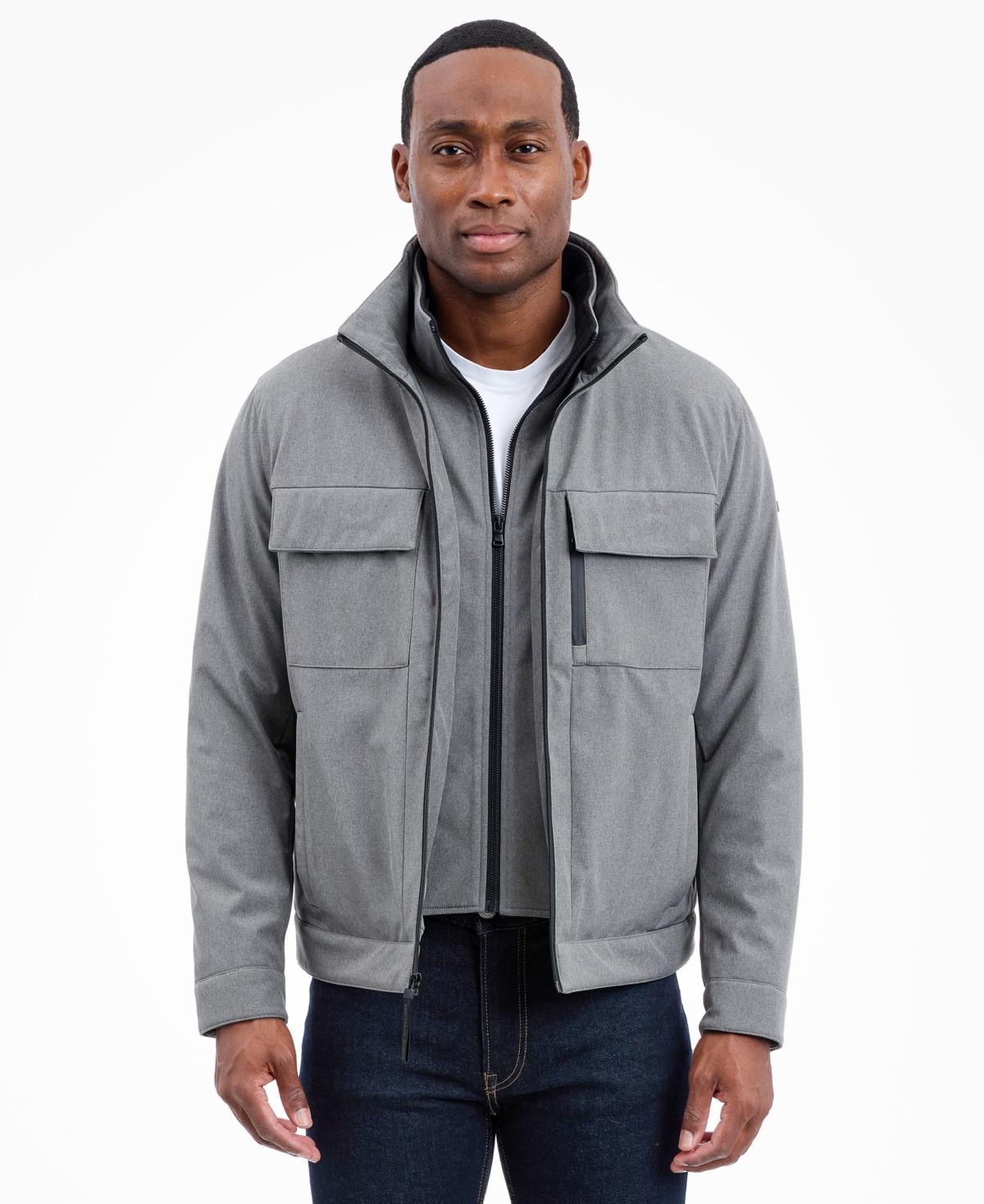Michael Kors Mens Dressy Pocket Jacket - Heather Gray