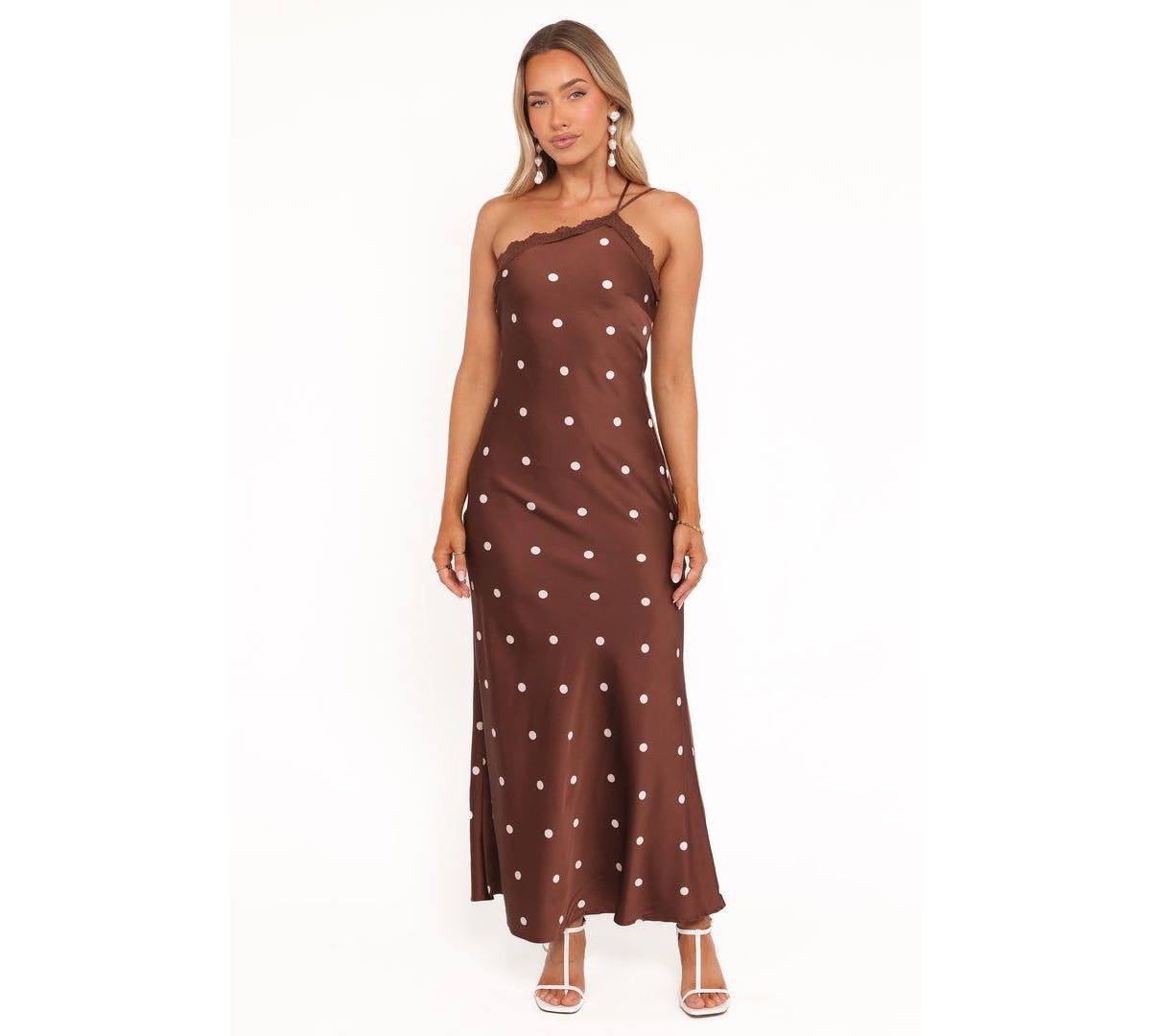Petal and Pup Womens Anika Maxi Dress - Brown Polka Dot - Brown