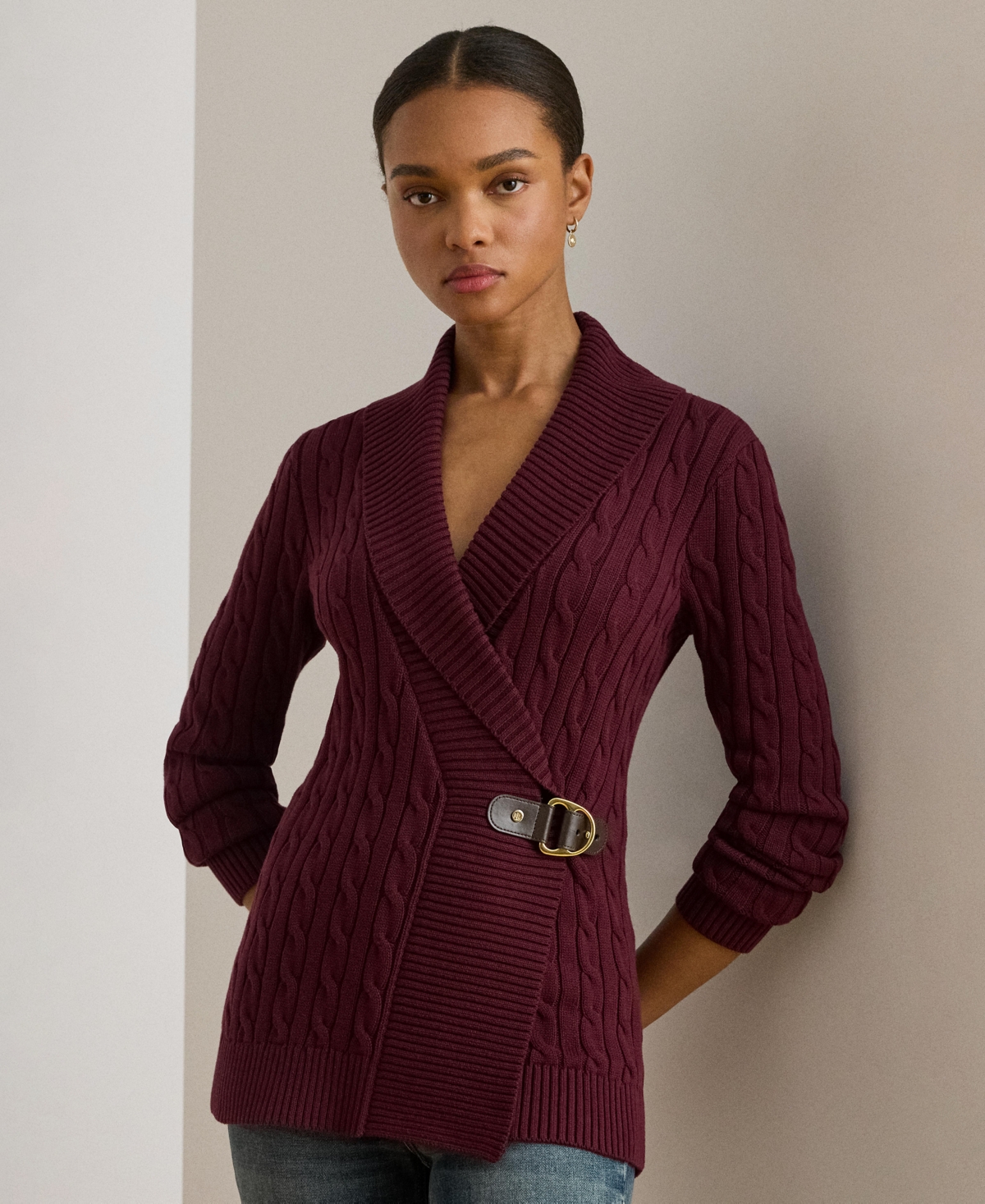 Click here for Lauren Ralph Lauren Womens Buckled Cotton Sweater... prices