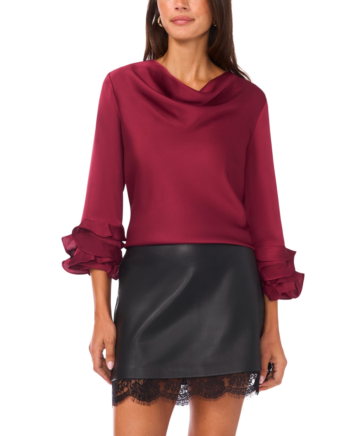 Click here for Vince Camuto Womens Cowl Neck Tiered Top - Boysenb... prices