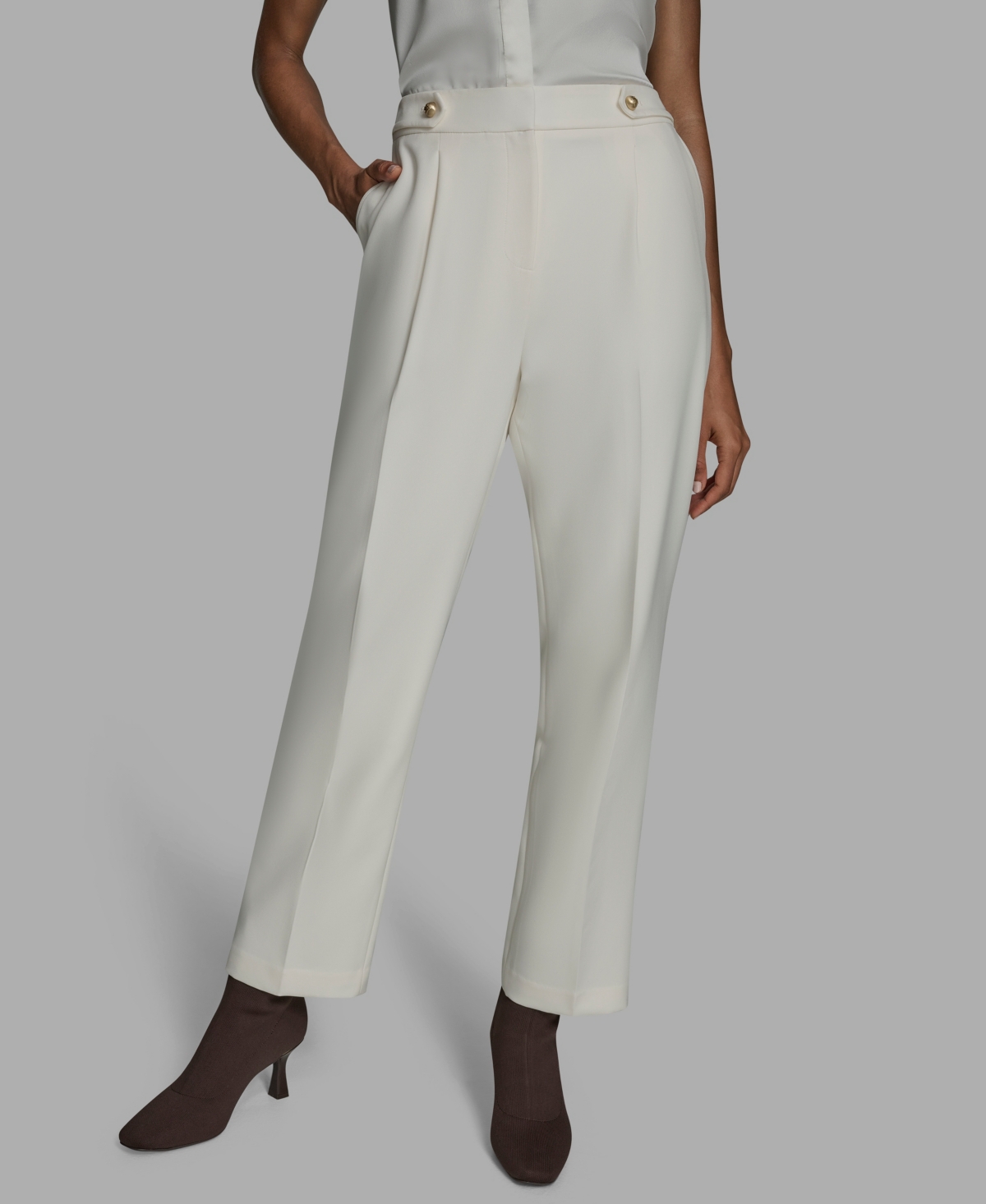 Click here for Bcbg Womens Pleated High Rise Wide Leg Pants - Whi... prices