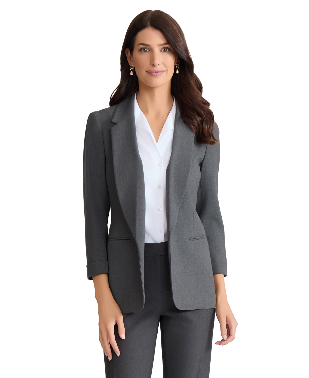Click here for Jones New York Womens Notched Collar Jacket with R... prices