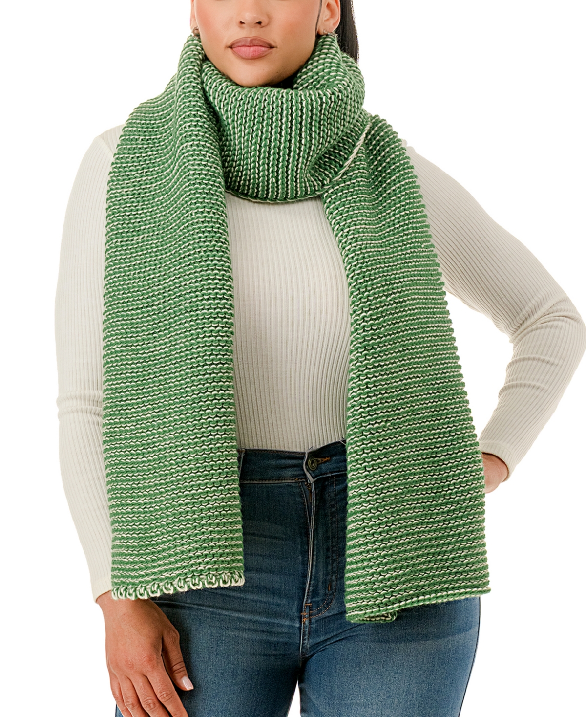 Click here for Marcus Adler Knit Two Tone Scarf - Green prices