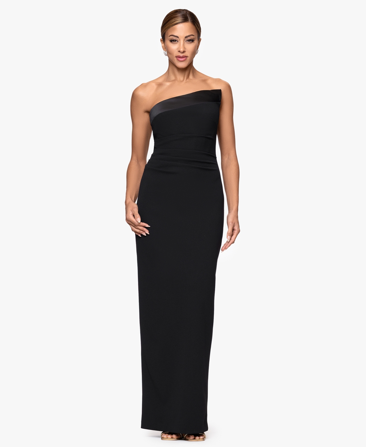 Click here for Xscape Womens Asymmetric Neck Maxi Dress - Black prices