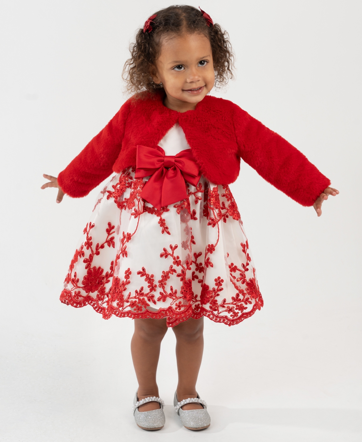 Click here for Rare Editions Baby Girls Satin Embroidered Bodice... prices