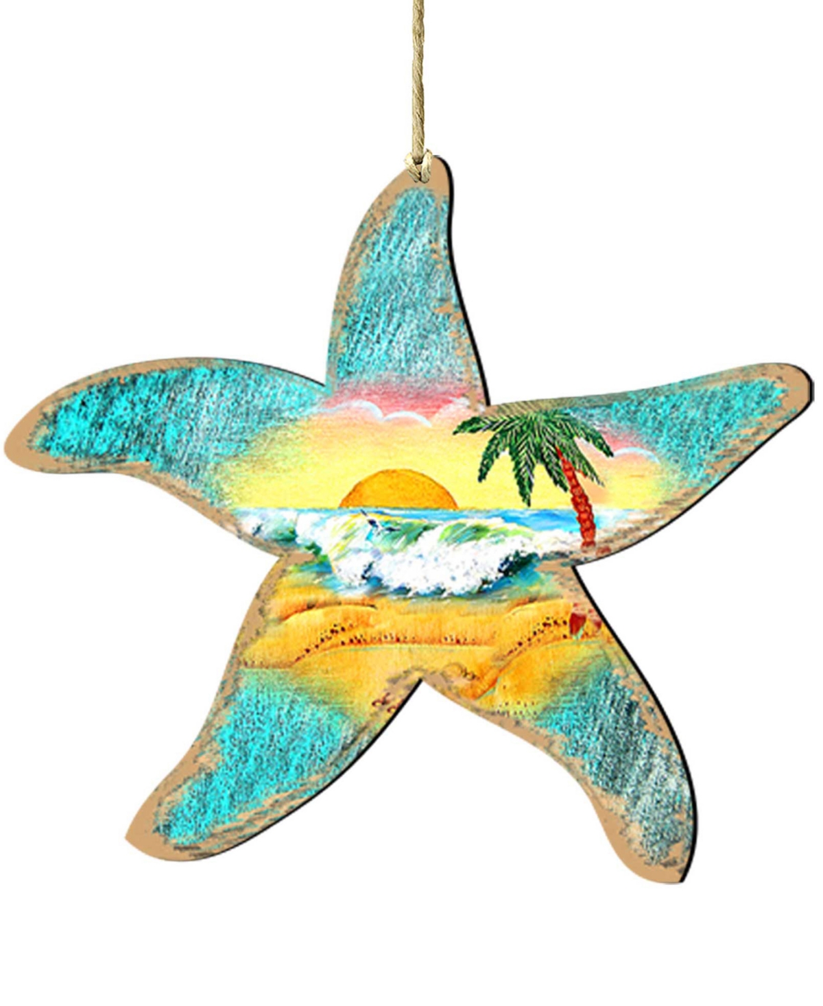 Click here for Designocracy Starfish Scenic Wood Christmas Orname... prices