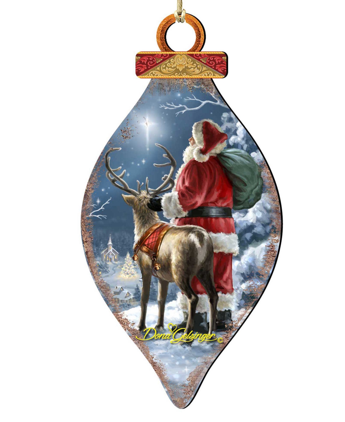 Click here for Designocracy Starry Night Santa Cone Wood Ornament... prices