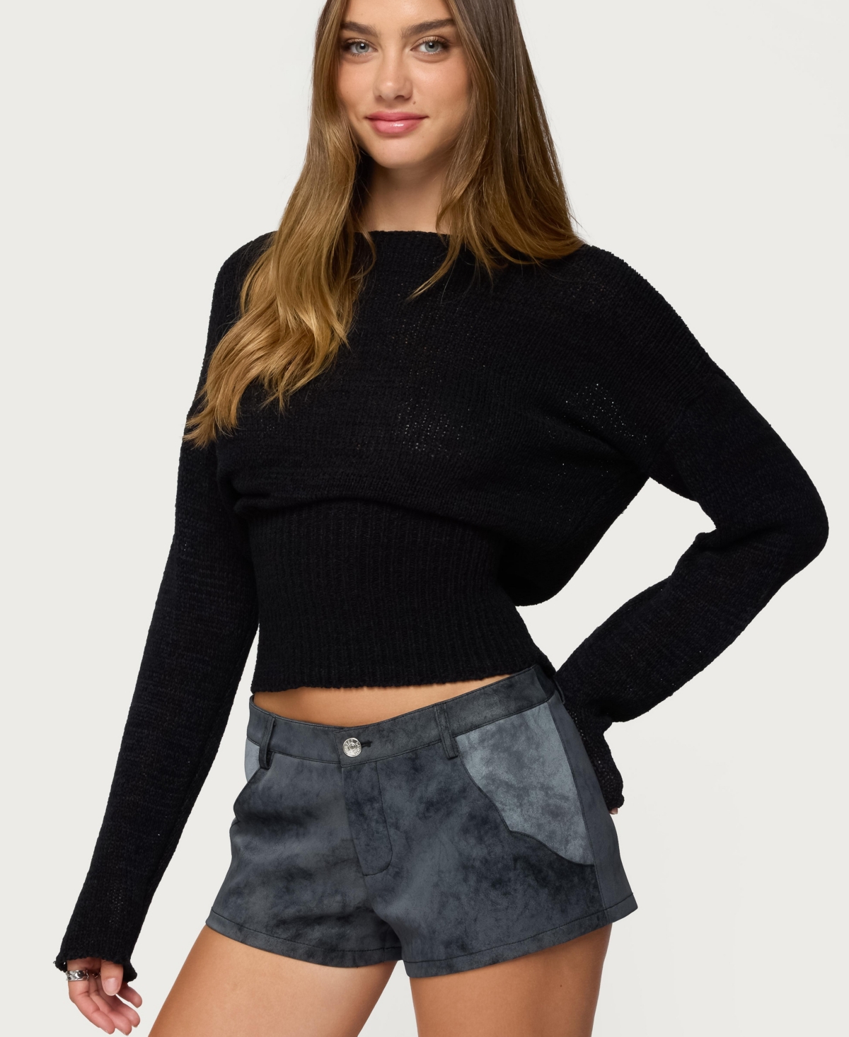Click here for Edikted Womens Tezi Boat Neck Light Knit Top - Bla... prices