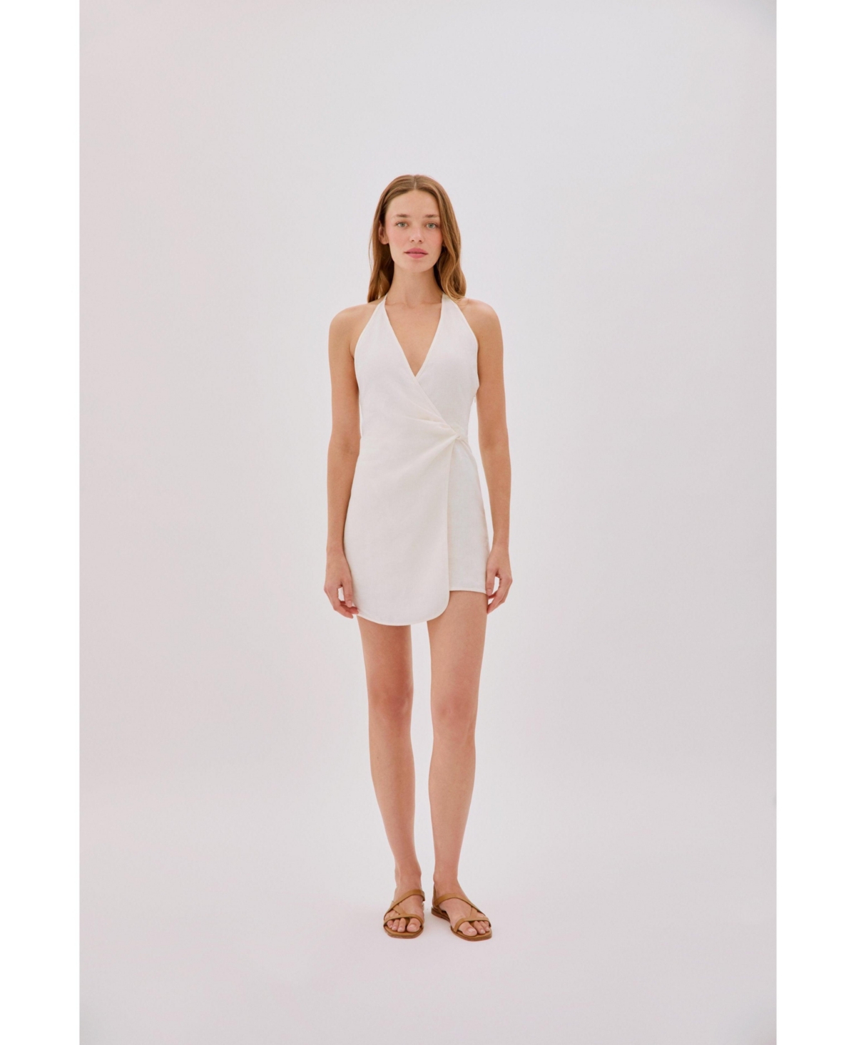 Click here for Labeca London Womens Sadie Linen Wrap Mini Dress prices